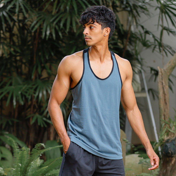 Steel Blue Racerback Stringer Tank Top | Daraz.lk