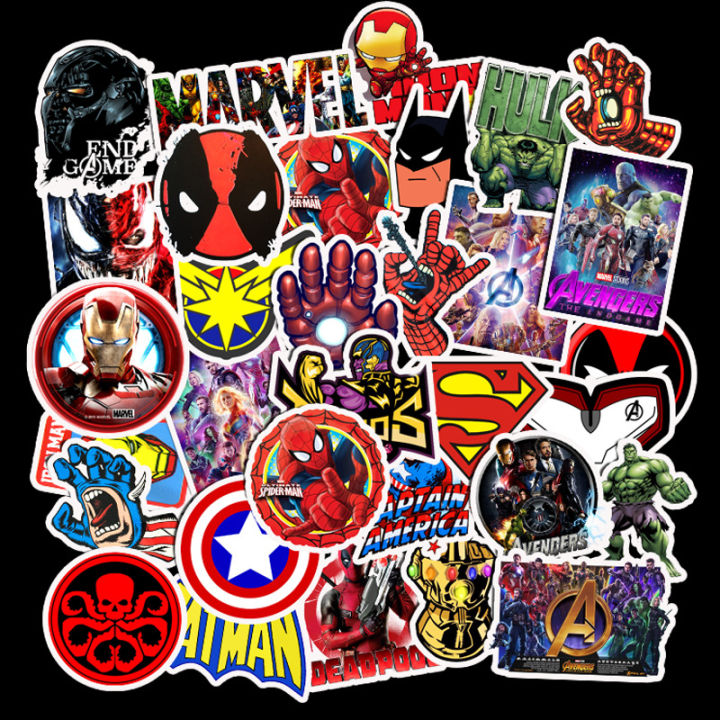 50pcs Marvel Stickers The Avengers Spider Man Iron Man Batman ...