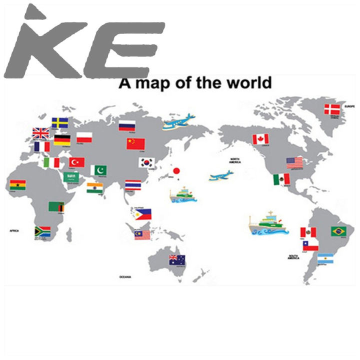 【IKE】Children World puzzle Map mural stickers national flag symbols ...