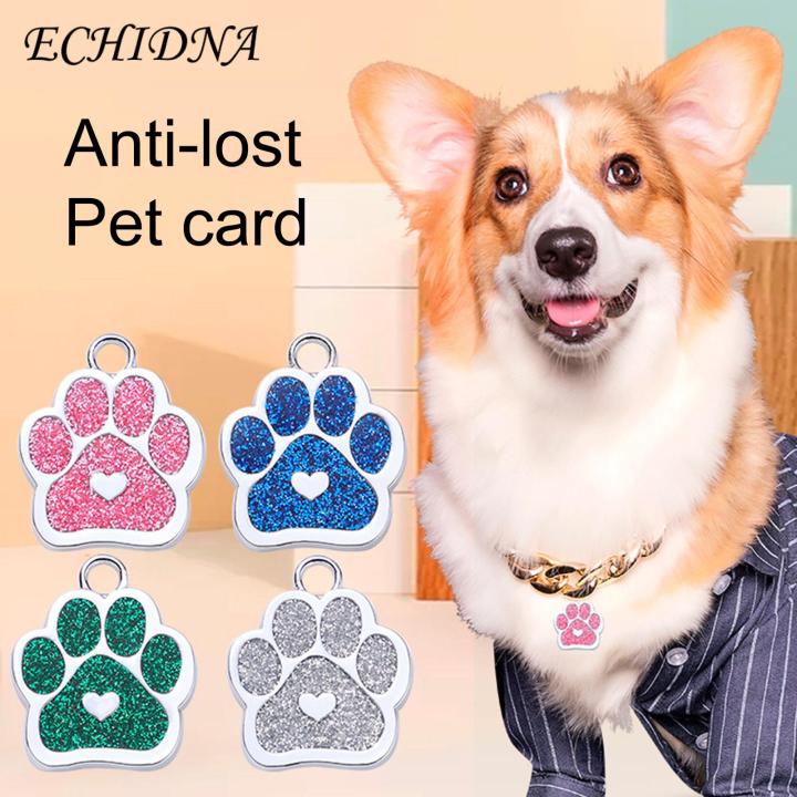 ECHIDNA Dog Name Tag Eye-catching Paw Shape Engraved Pet Dog ID Name ...