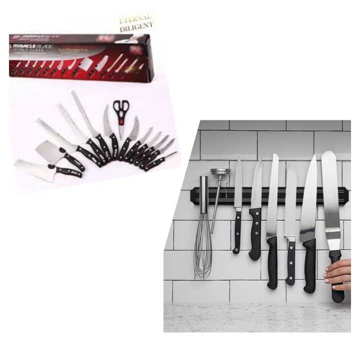 Kitchen Knife Set - 13 Pcs Miracle Blades Magnetic Knife Holder Wall ...