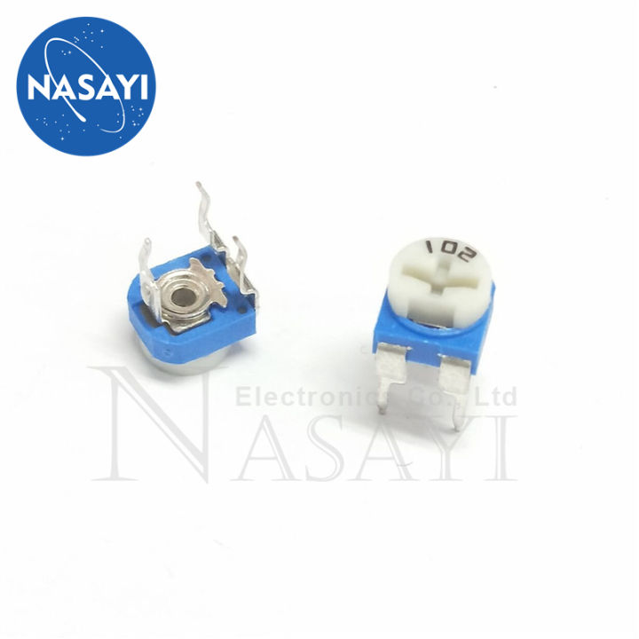 50pcs Blue and white potentiometer RM065 10K (103) horizontal ...