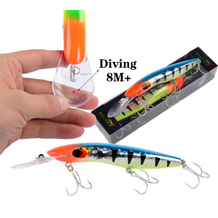 Vivid Deep Diving 8M+ Big Minnow Wobbler 10 Color Fishing Lures ...
