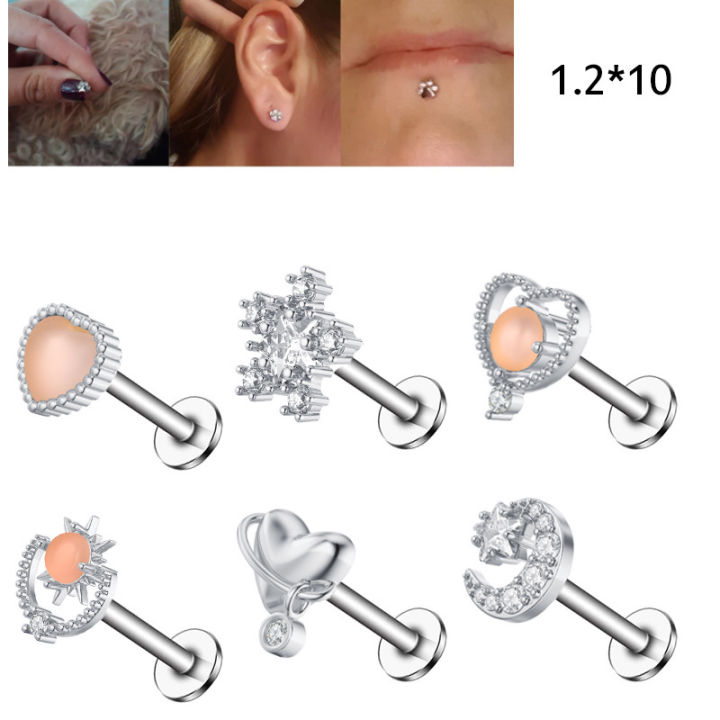 【New arrival】Stainless steel simple snowflake zircon ear bone nail ...
