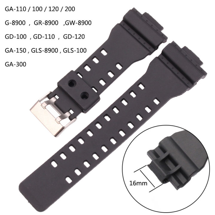 16mm Pu Black Watchband Men Sport Diving Soptimumilicone Watch Band For ...