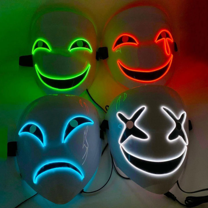 New Creative LED Halloween Clown Glow Mask White Green Blue Red Crying ...