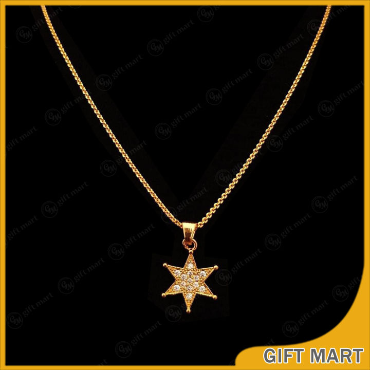 Gold Plated Diamond Chain With Star Pendant Guaranteed 18 / 24 inch ...