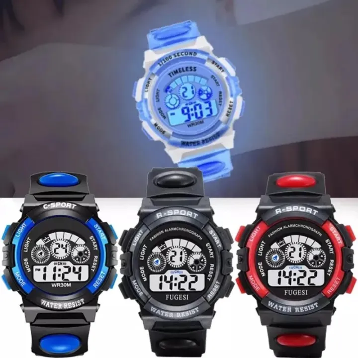 Kids Luminous Watches LED Colorful Waterproof Digital Sports Alarm for ...