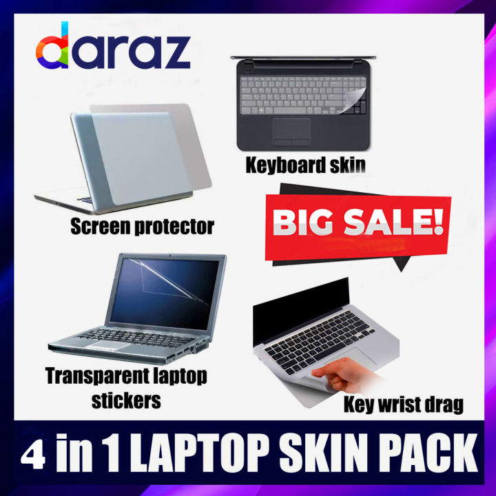 4 in 1 Transparent Laptop Skin Pack with 15'6 Laptop Skin | Daraz.lk