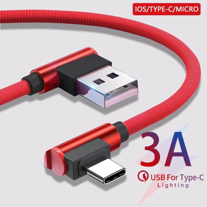 L Shape 3.0 Fast Charging iOS/ Type C/ Micro Usb Data Cable | Daraz.lk