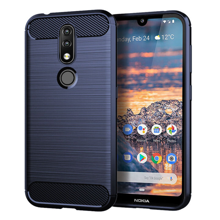 lthmy for Nokia 4.2 Case Carbon Fiber TPU Soft Silicone Back Cover ...