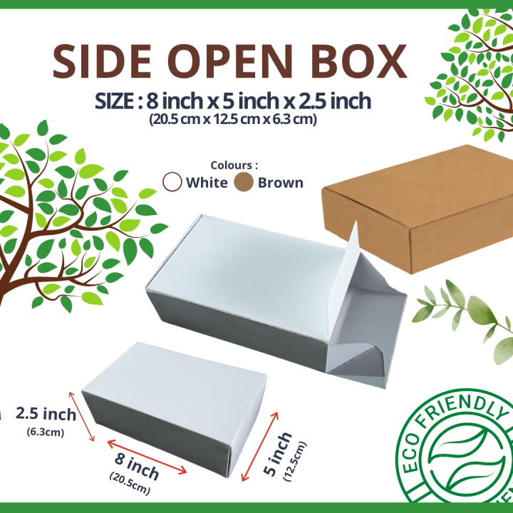 Side Opening Cardboard Box (20.5 x 12.5 x 6.3 cm) - 50 Boxes | Daraz.lk