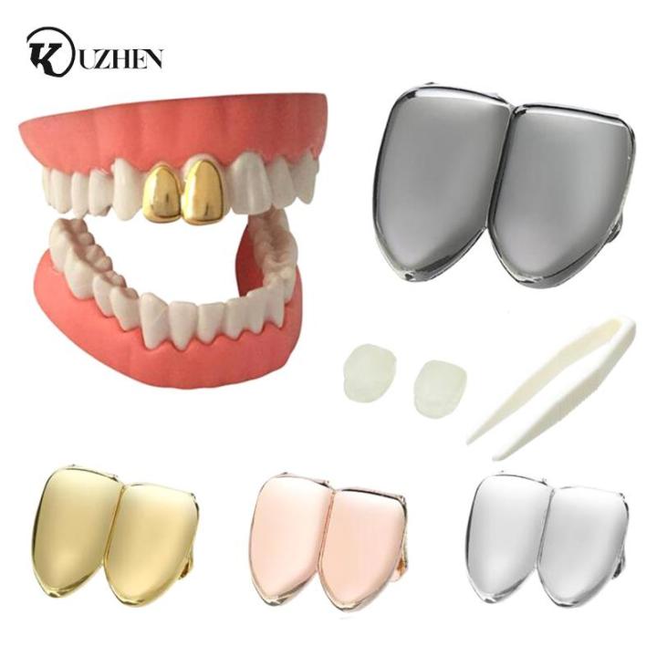【HOT】 Gold Teeth Grillz Top Grills Dental Mouth Punk Teeth Caps Cosplay ...