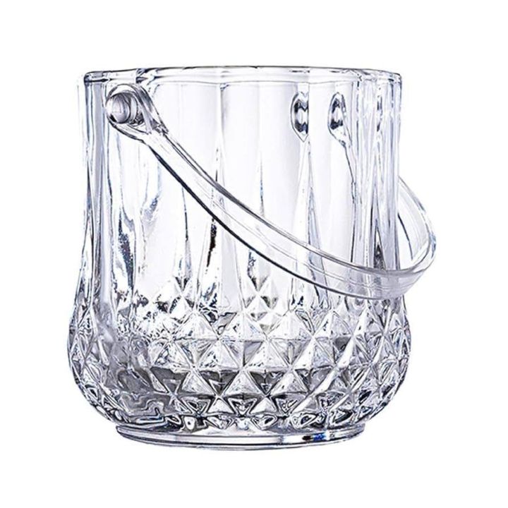 Ice Cube Bucket with Tongs – Clear, Durable Plastic Ice Holder for Bar ...