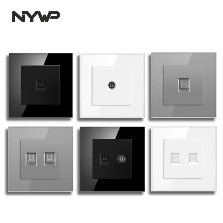 Cat6 Rj45 Wall Socket Network Socket With Tv Wall Data Double Socket ...