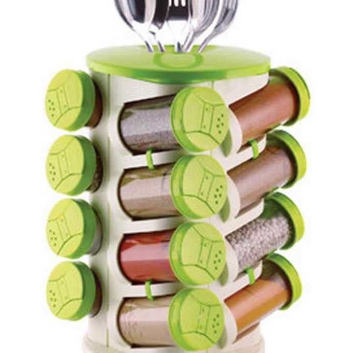 16Pcs Condiment Set 360 Rotating Spice Jar Rack Kitchen Cruet Condiment ...