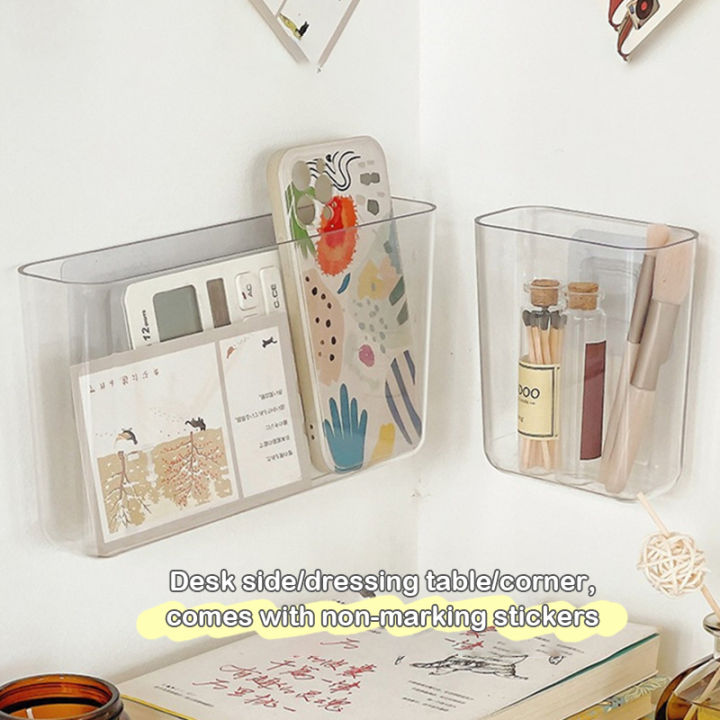 Transparent Wall-mounted No Punch Bedside Racks Hanging Storage Box ...