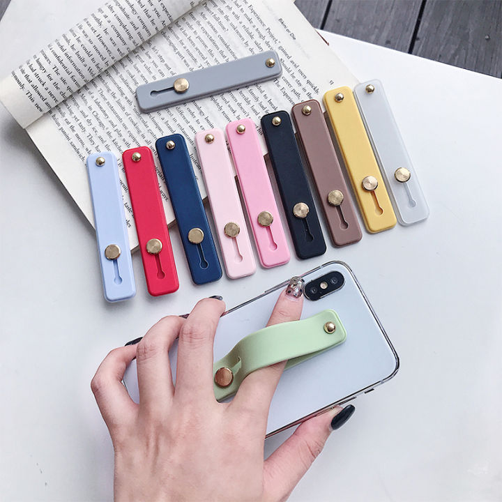 Plain color Wrist band hand band finger grip mobile phone holder stand ...