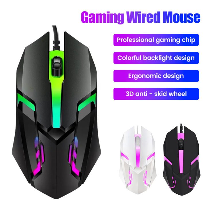 USB Wired Mouse LED Luminous Button Gaming Mouse For PC Gamer Computer ...