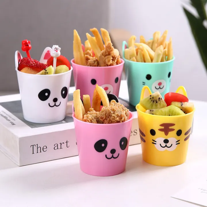Cartoon Snack Chip Container Color Cute Animal Fruit Plate Cup Suitable ...