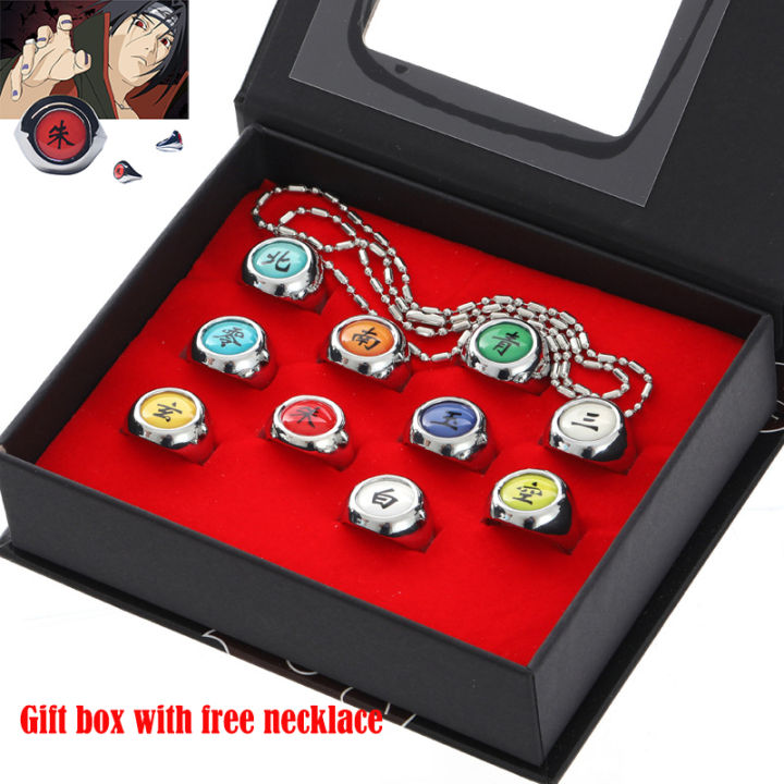 Anime Naruto Rings Akatsuki Sharingan Ninja Itachi Sasuke with Box ...
