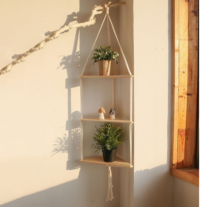 3 Stage Floating Shelves Wood Stand Home Decor Corner Shelf | Daraz.lk