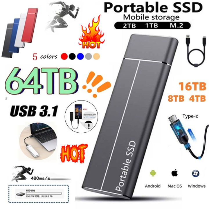 Portable SSD 1TB High-speed Mobile Solid State Drive 500GB External ...