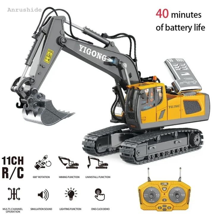 Excavator Dump Trucks 2.4G High Tech 11 Channels RC Bulldozer Alloy ...