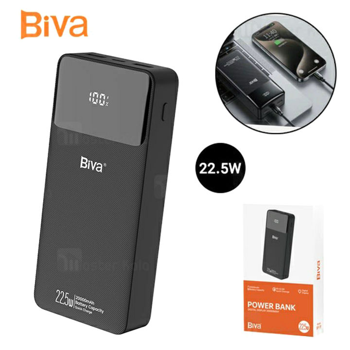 Biva BP-019 Digital Display 22.5W Fast Charging Power Bank 20000mAh Powerbank PD22.5W Fast ...