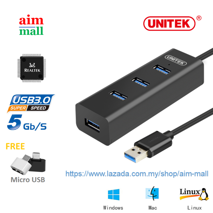 UNITEK USB 3.0 5Gbps SuperSpeed 4-ports USB 3.0 HUB (Realtek chip ...