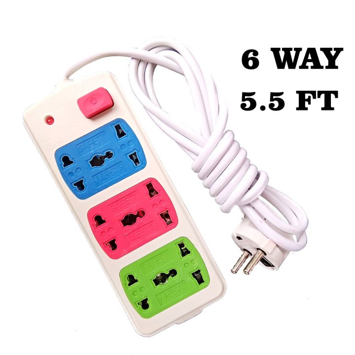 Power Strip 5.5 Feet 6 Sockets Wirecode AC Plug Socket Switch ...