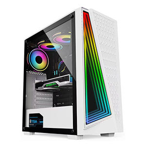 X3 White RGB 3D Light Desktop Gaming Casing | PC Casing | Daraz.lk