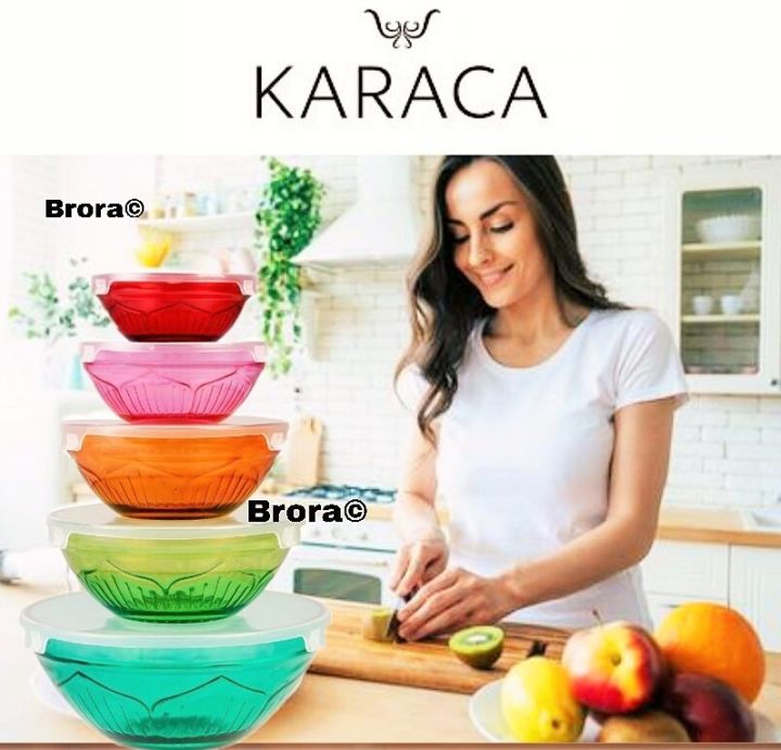 Karaca 5 Pcs Glass Bowl Storage Container Kitchen Glass Mixing Bowl Set | Daraz.lk
