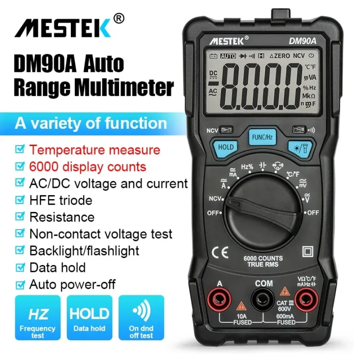 Mestek Digital Multimeter Auto Range Capacimeter Diode Tester 6000 ...