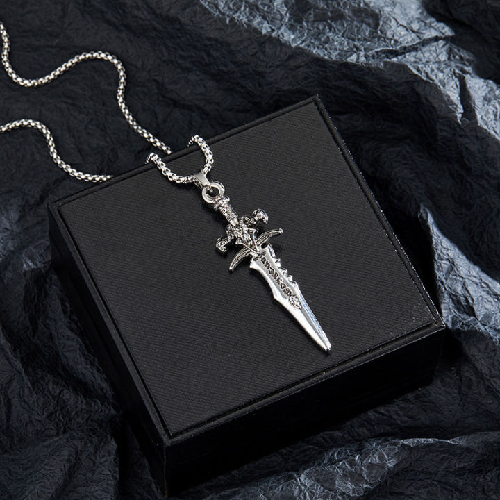 【PrismPlace】Tibetan Silver Alloy Sword Necklace Jewelry Men's Unique ...