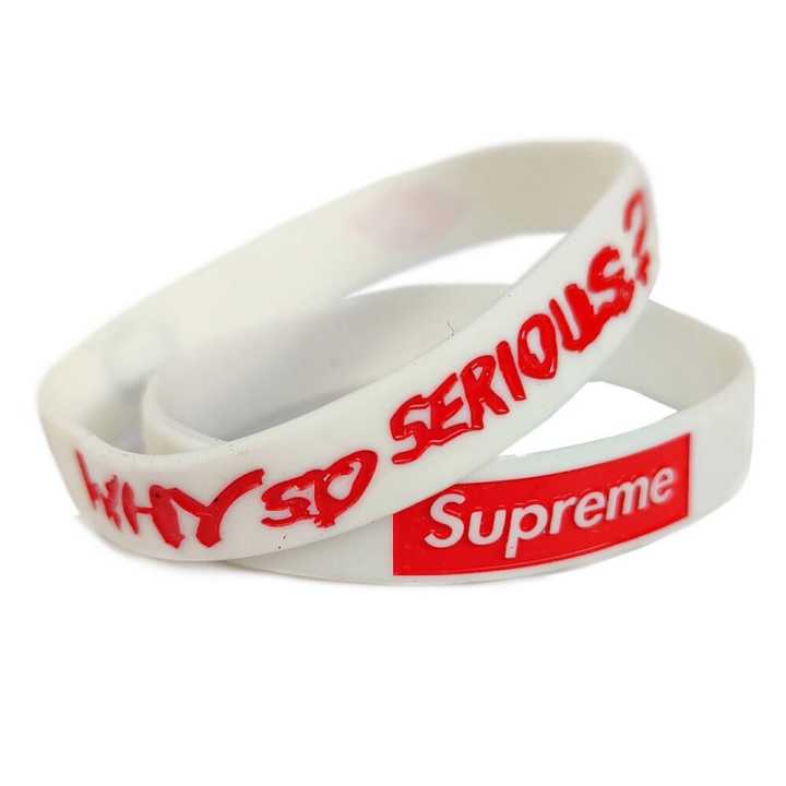 2Pcs Supreme & Joker Silicone Mens & Womens Unisex hand band Wristband ...