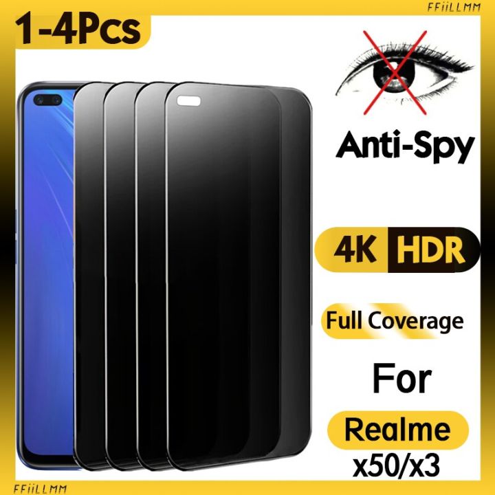 1-4 Pieces! Anti-spy Glass Tempered Glass Screen Protector For Realme X50 X3 Anti-spy Privacy ...