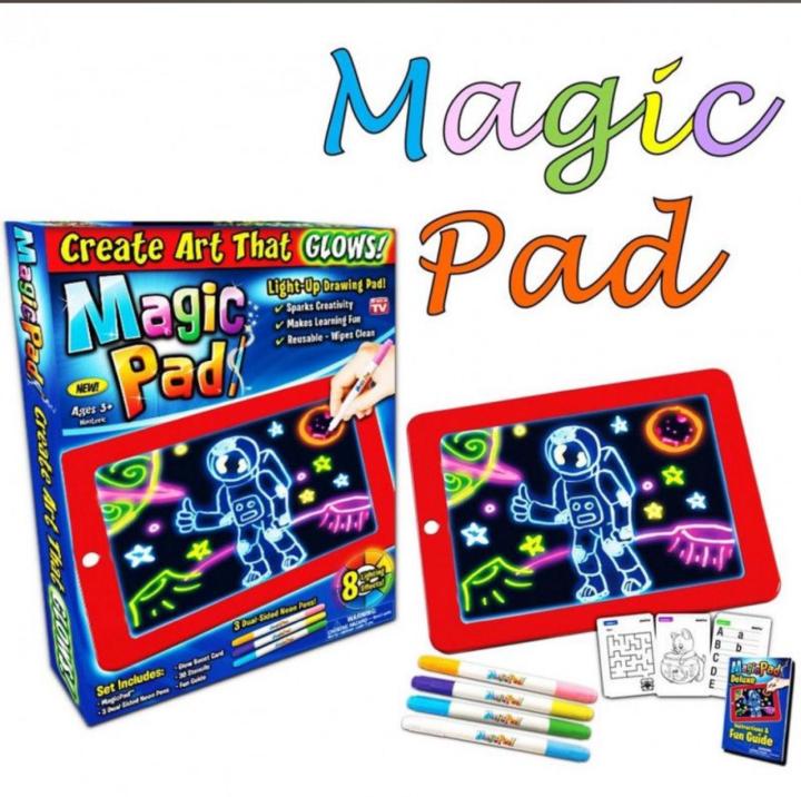 Kids Learning Magic Sketch Drawing Pad Light Up LED Glow Board Draw ...