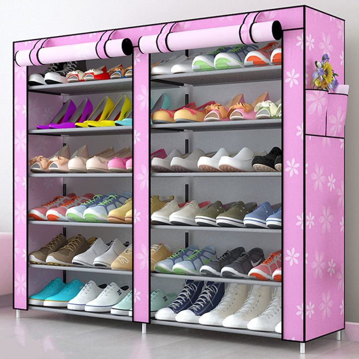 Non-woven Fabric Shoe Cabinet 6-layer Double-row 12-compartment Shoe ...