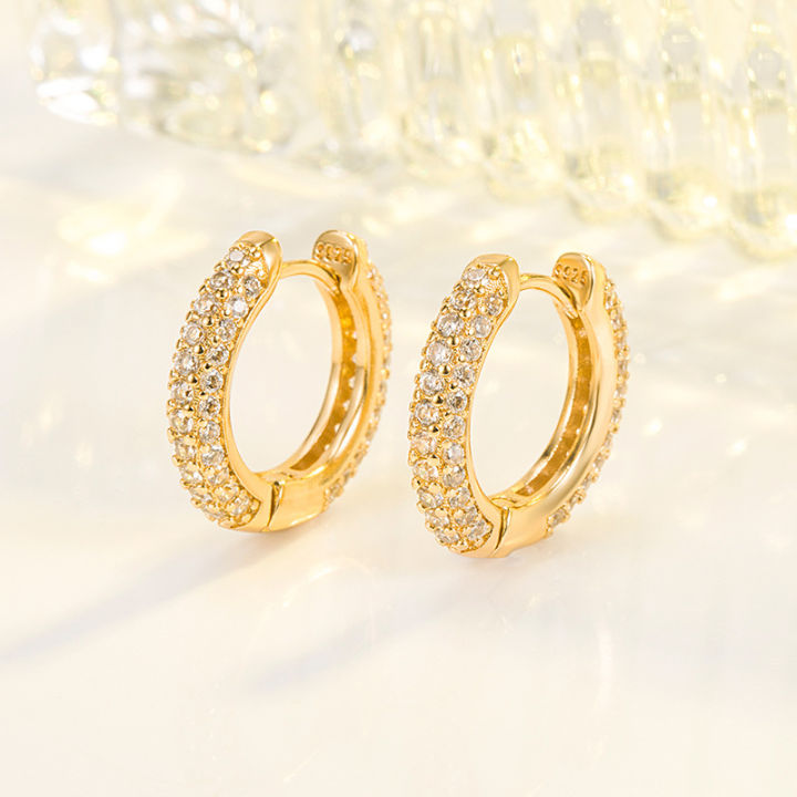 Real 18 Yellow Gold 1 Carats Diamond Earring Females Fine Aros Mujer ...