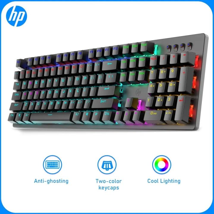 HP GK100F Mechanical Gaming Wired Keyboard with Mixed Backlight, 104 ...