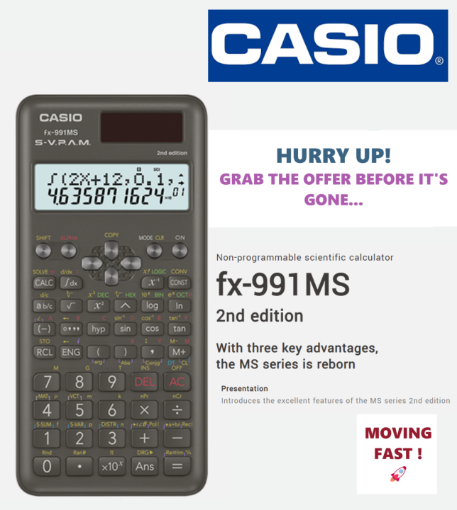 Casio Scientific calculator fx-991MS 2nd edition - 2 Line Display ...