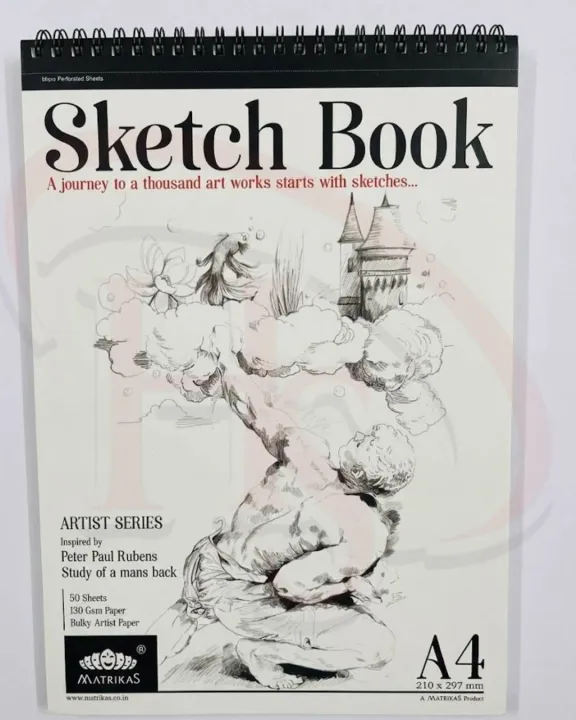 A4 Premium Sketch Book – 130 GSM Thick Paper | 50 Sheets | Spiral Bound ...