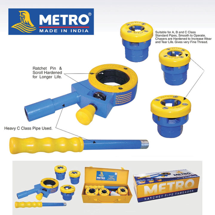 Ratchet Pipe Threader Die Set - Metro - 1/2", 3/4", 1" - BSP - Dies ...
