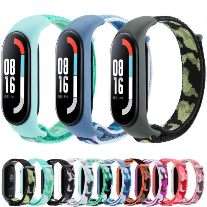 Camo nylon loop strap For Xiaomi Mi band 7 6 5 4 Camo Breathable Replacement Bracelet Wristband ...