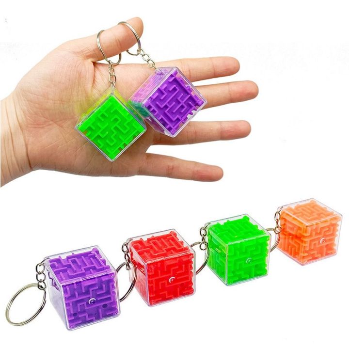 Baby Shower Intelligence 3D Maze Keychain Six-sided Balance Training ...