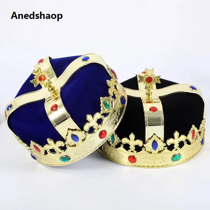 Anedshaop King's Crown Hat - Royal Red Felt Imperial Jeweled Mens and ...