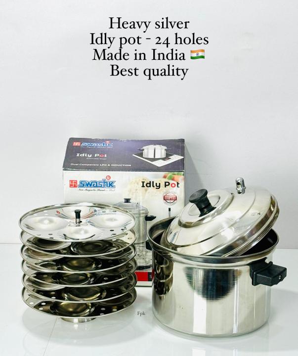 Stainless Steel Idly Cooker 6 Pcs Plates Idly Pot Heavy & Best Quality ...