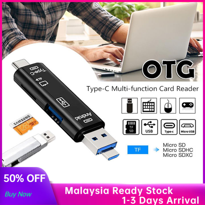 5in 1 Card Reader USB OTG Adapter Type C / USB / Micro USB SD TF Memory Card Reader Universal ...
