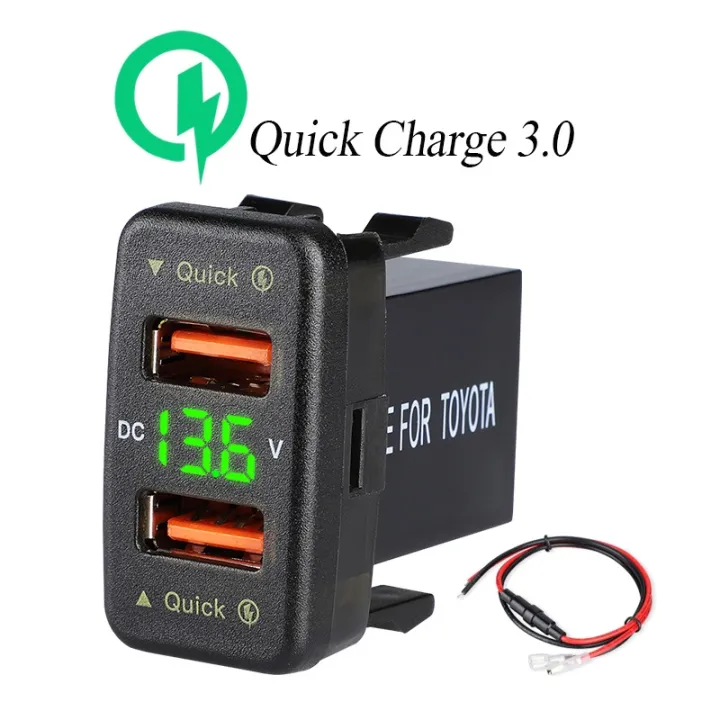 New Car toyota usb port charger with voltmeter 12V 24V Adapter Dual QC ...